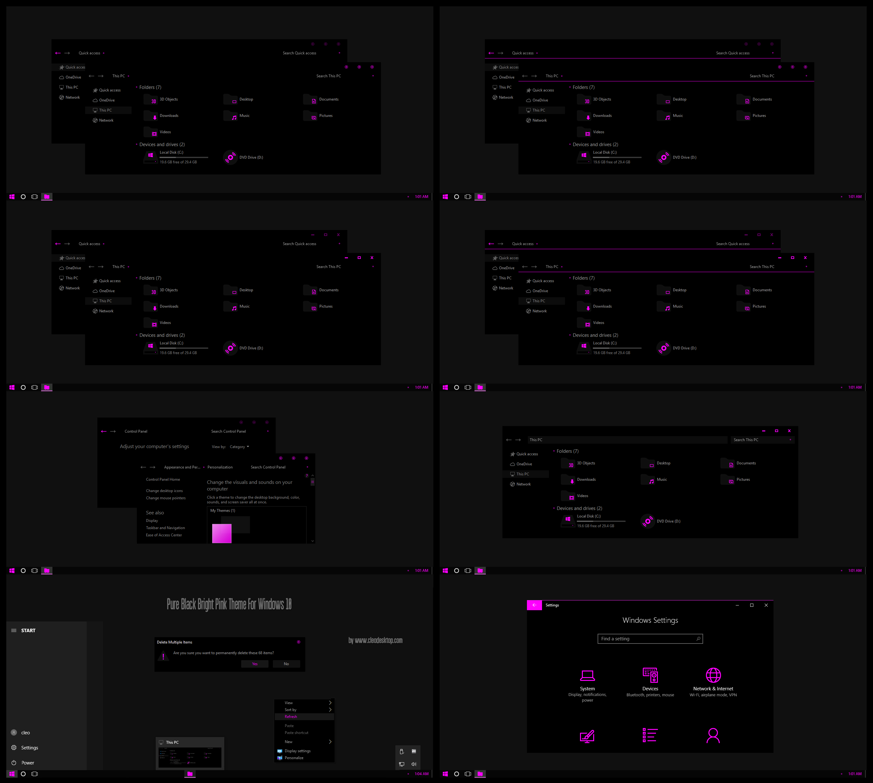 Pure Black Bright Pink – WINDOWSCUSTOMIZATION.com