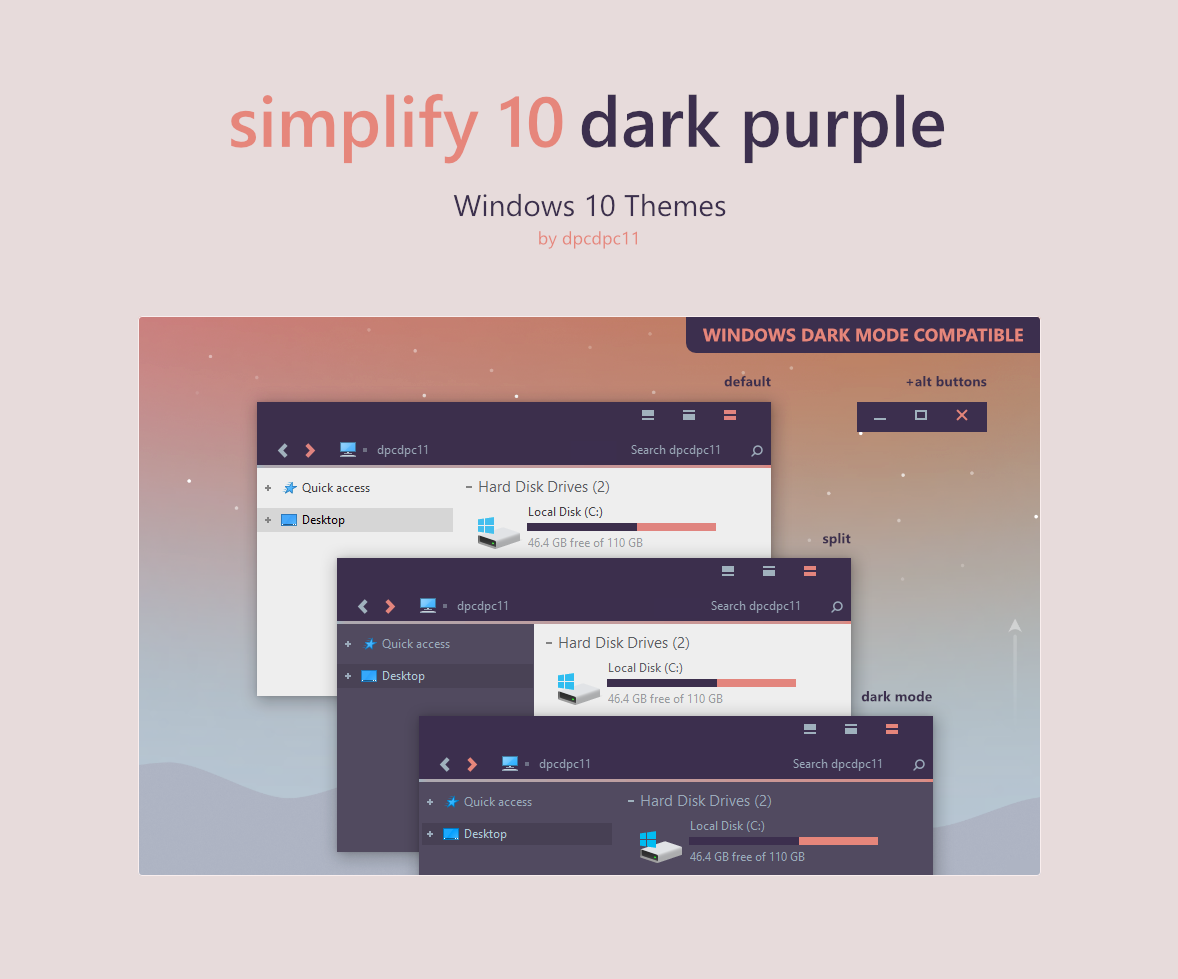 Simplify 10 Dark Purple – Windows 10 Theme – WINDOWSCUSTOMIZATION.com