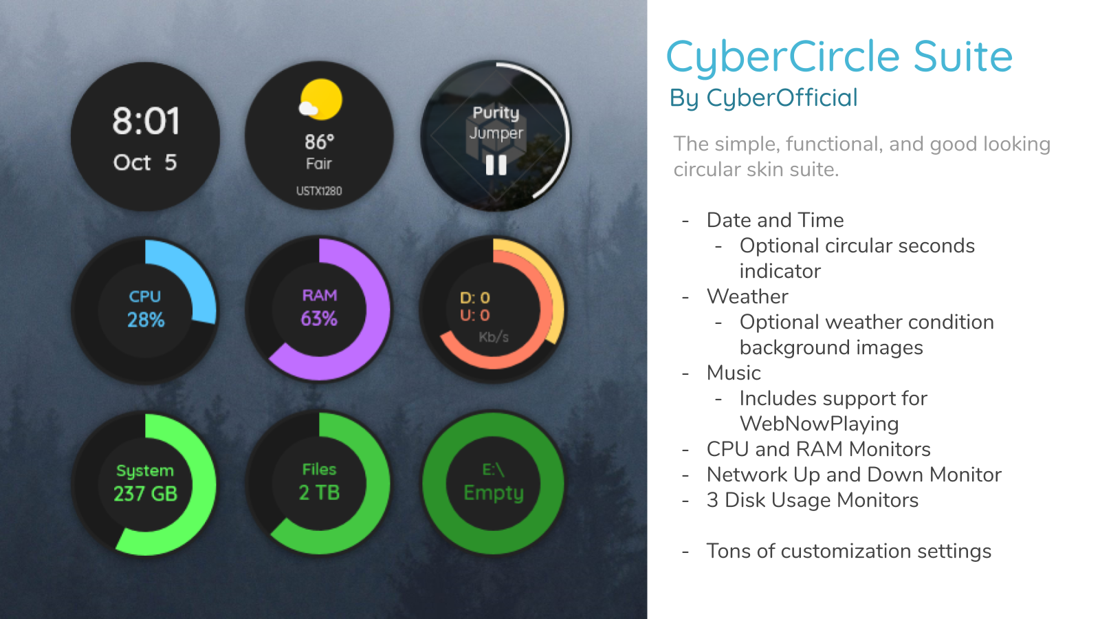 CyberCircle Suite for Rainmeter – WINDOWSCUSTOMIZATION.com