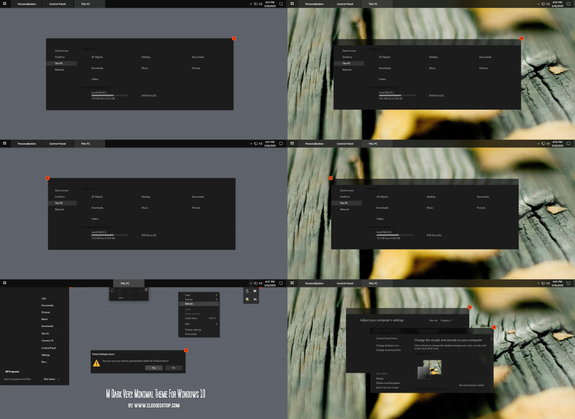 M Dark Very Minimal Theme Windows 10 – WINDOWSCUSTOMIZATION.com