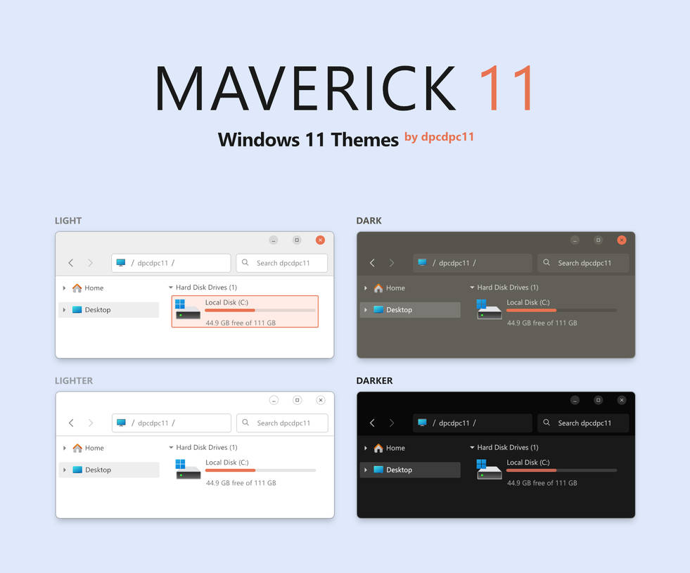 Maverick 11 – Windows 11 Themes (4 in 1) – WINDOWSCUSTOMIZATION.com